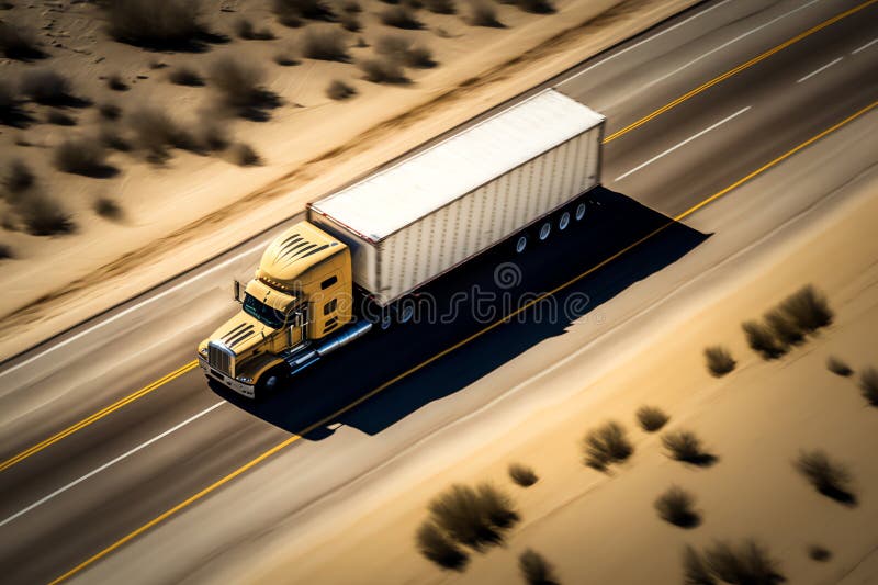 Truck with Freight Moving Fast. Big Truck Driving on Road. Blurred ...