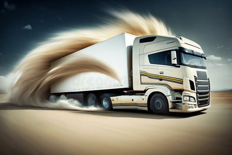 Truck with Freight Moving Fast. Big Truck Driving on Road. Blurred ...