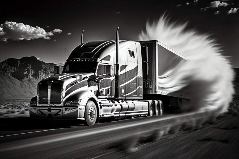 Truck with Freight Moving Fast. Big Truck Driving on Road. Blurred ...