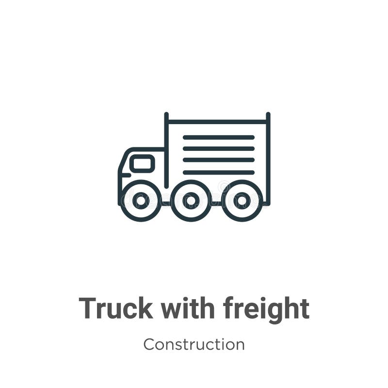 Truck with Freight Outline Vector Icon. Thin Line Black Truck with ...