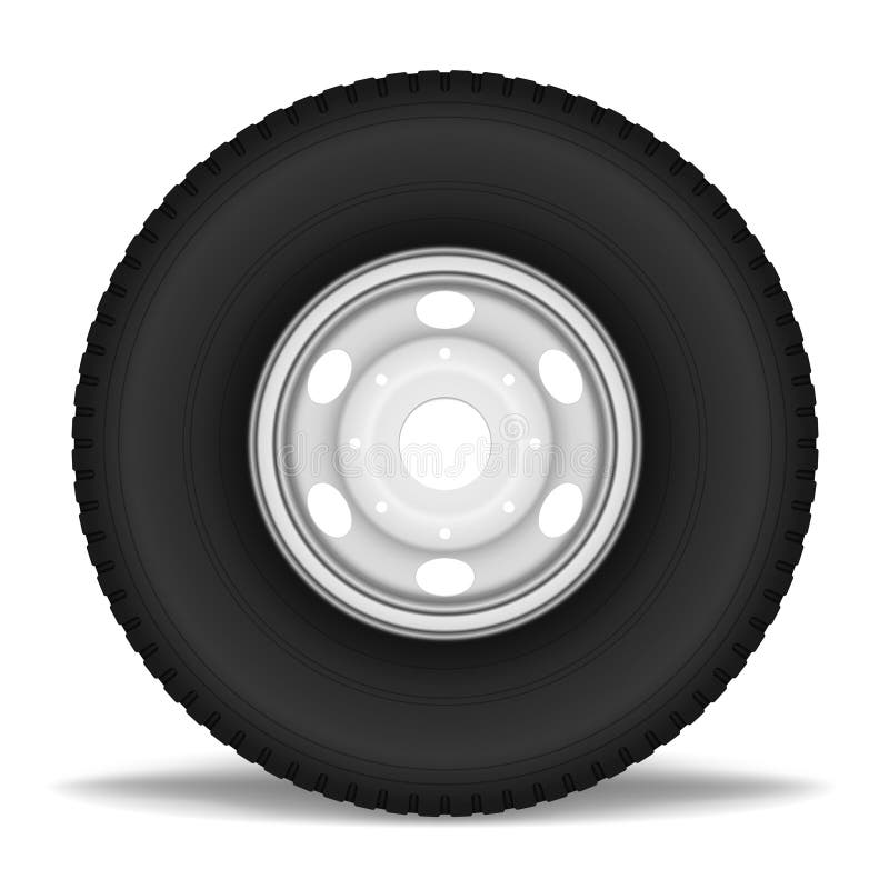 Truck Front Wheel Isolated on White, Realistic Vector Illustration ...