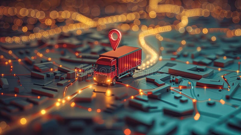 Truck on a GPS Map. Logistics and Transportation Concept Stock ...