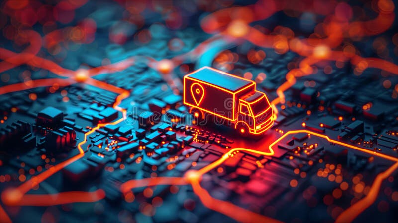 Truck on a GPS Map. Logistics and Transportation Concept Stock ...