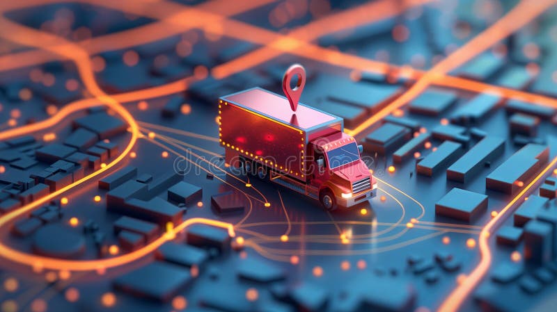 Truck on a GPS Map. Logistics and Transportation Concept Stock ...