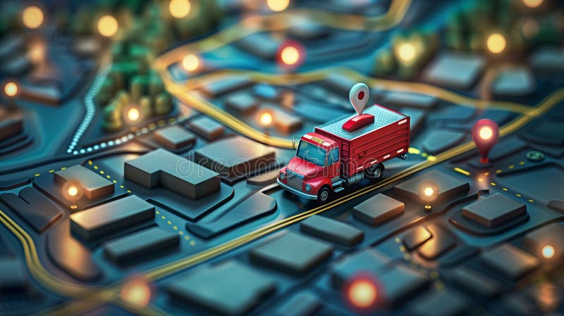 Truck on a GPS Map. Logistics and Transportation Concept Stock ...