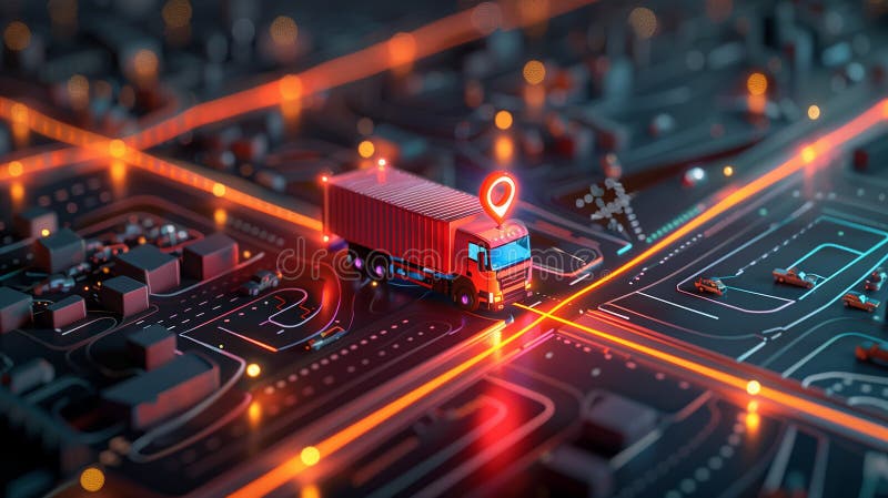 Truck on a GPS Map. Logistics and Transportation Concept Stock ...