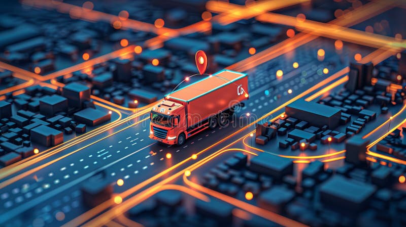 Truck on a GPS Map. Logistics and Transportation Concept Stock ...