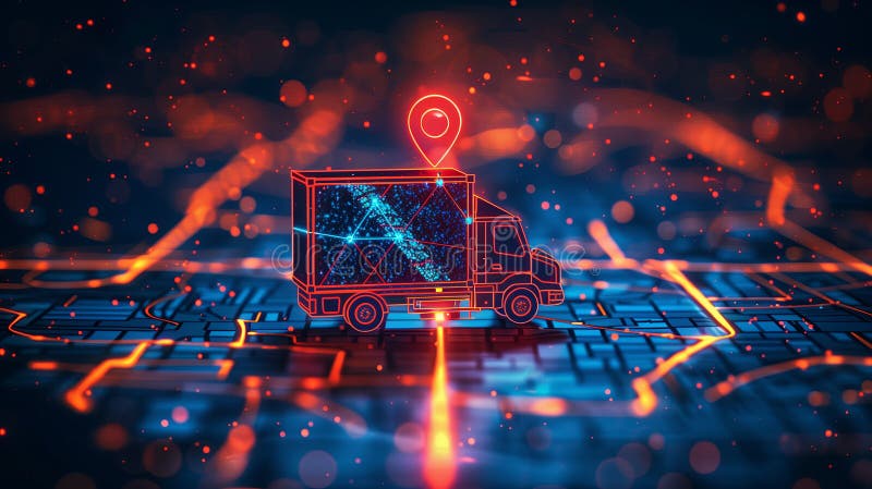 Truck on a GPS Map. Logistics and Transportation Concept Stock ...