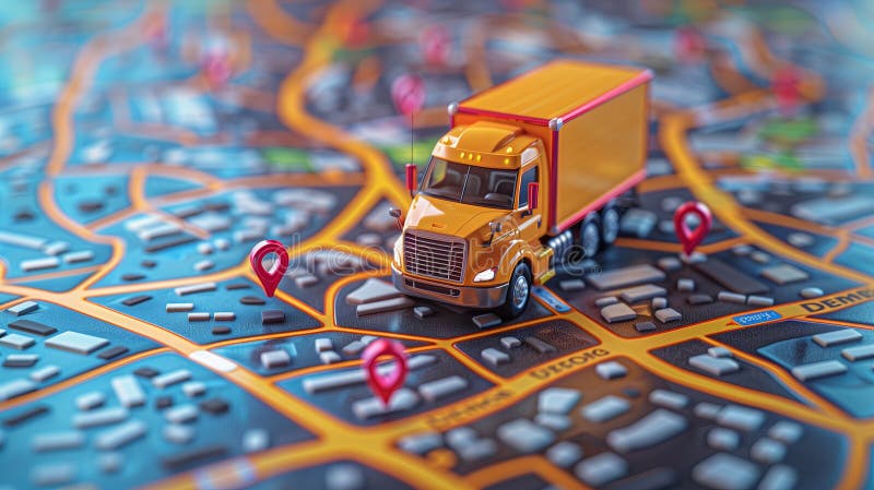 Truck on a GPS Map. Logistics and Transportation Concept Stock ...