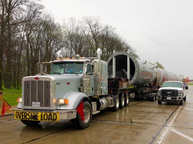 A Truck Guiding Oversized Cargo Parked at a Rest Area in Ontario ...