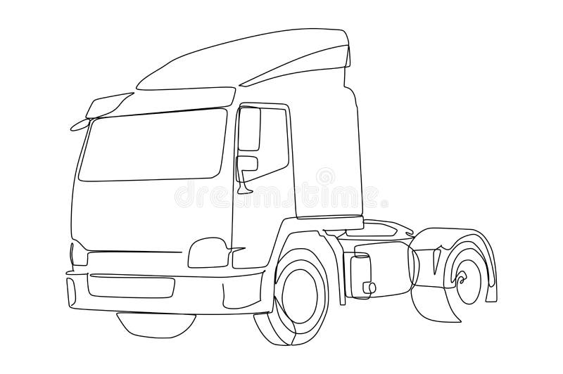 Semi Truck Line Drawing Stock Illustrations – 258 Semi Truck Line ...
