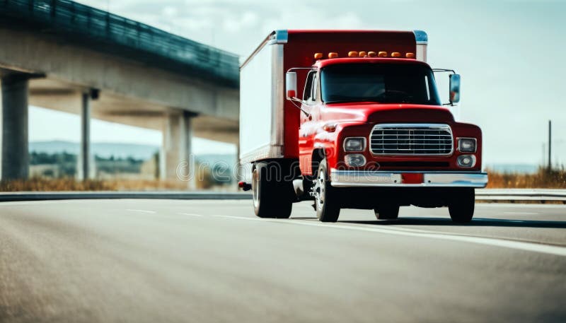 Truck Highway Red Interstate Stock Illustration - Illustration of ...