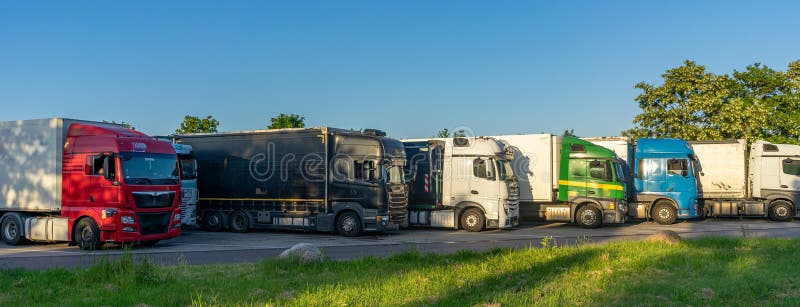 Truck on the Highway Rest Stop in Germany Stock Image - Image of heavy ...