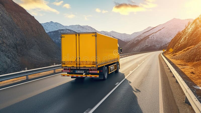 Truck on Highway Road with Red Container. Generative Ai Stock ...