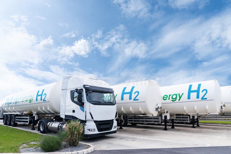 Truck with Hydrogen Tank Trailers. Hydrogen Transportation Concept ...