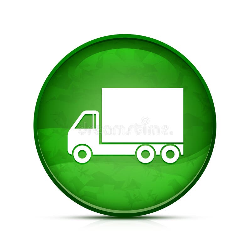 Truck Icon on Classy Splash Green Round Button Illustration Stock ...