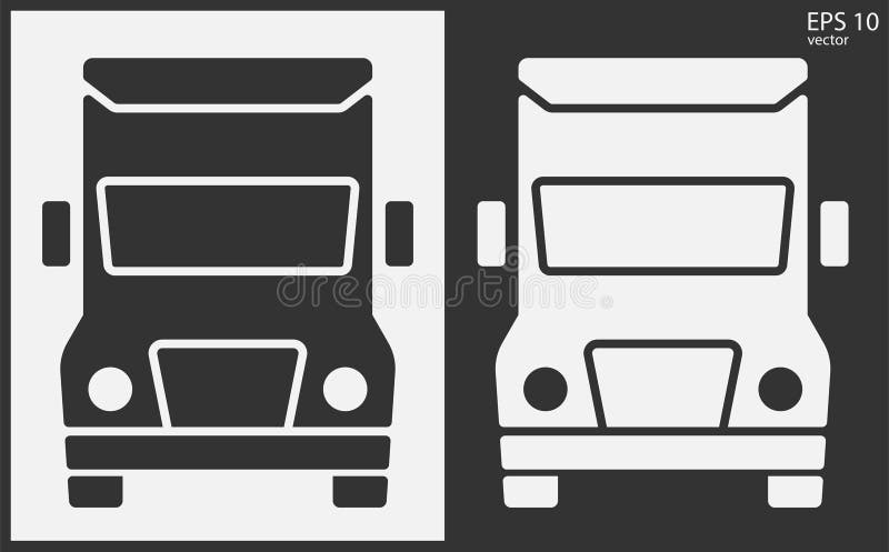 Truck Icon Front View. Black on White Background. Vector Icon Stock ...