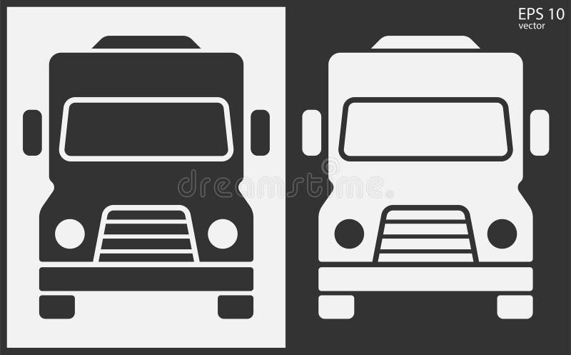 Truck Icon Front View. Black on White Background. Vector Icon Stock ...