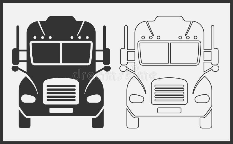 Truck Icon Front View. Black on White Background. Vector Illustration ...