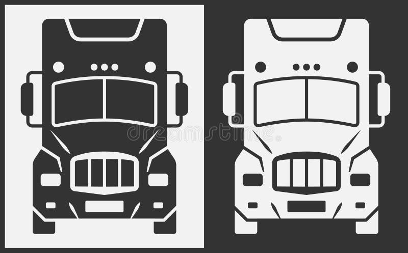 Truck Icon Front View. Black on White Background. Vector Illustration ...