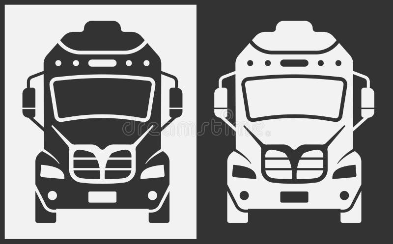 Truck Icon Front View. Black on White Background. Vector Illustration ...