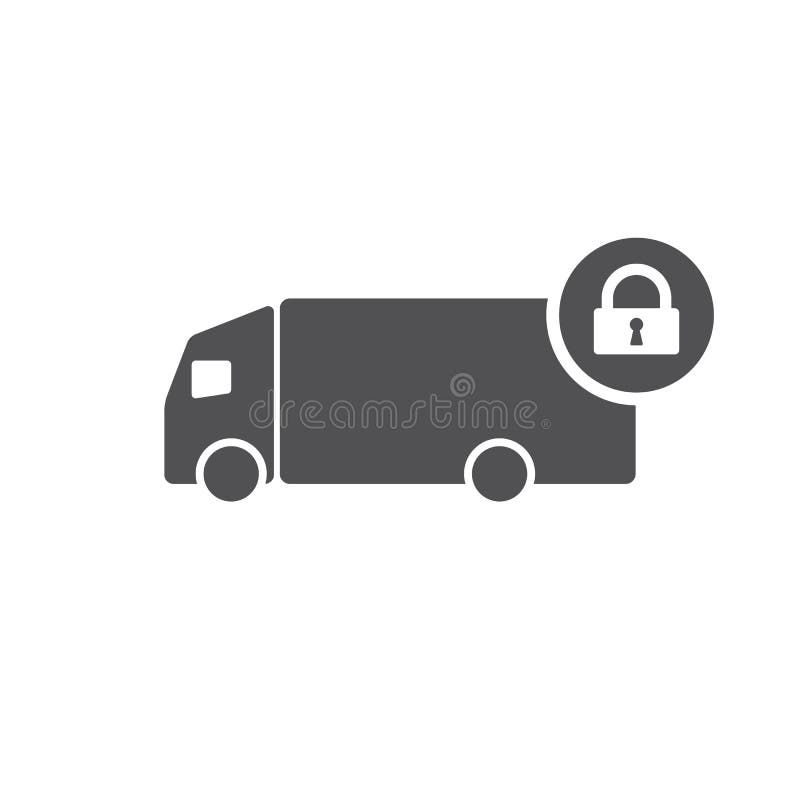 Truck Icon with Padlock Sign. Truck Icon and Security, Protection ...