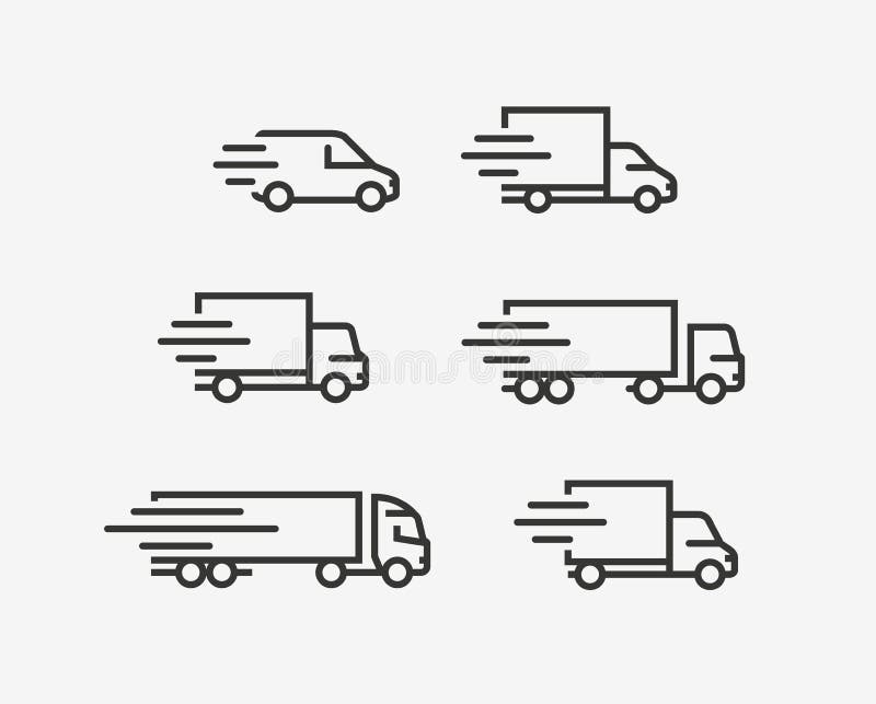Truck Icon Set. Freight, Delivery Symbol. Vector Illustration Stock ...