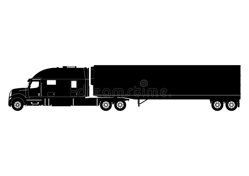 Silhouette of Truck with Three Axle Powder Tanker Trailer. Stock Vector ...
