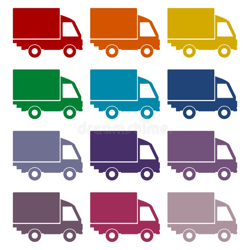 Truck icons set stock vector. Illustration of black - 104310078