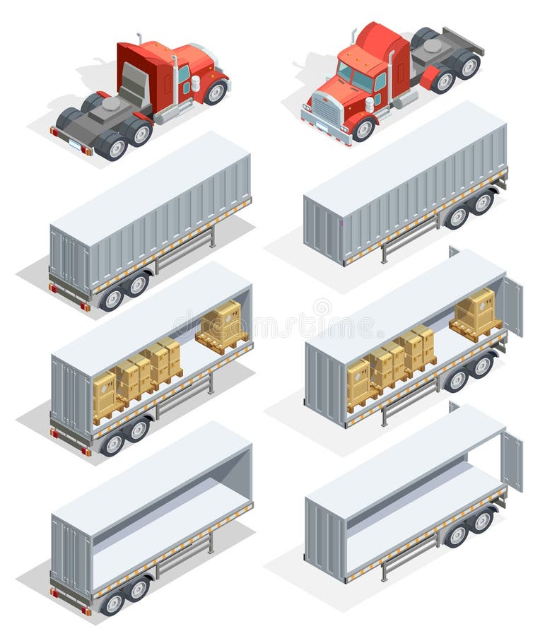 Truck Isometric Icon Set stock vector. Illustration of logistic - 210616249