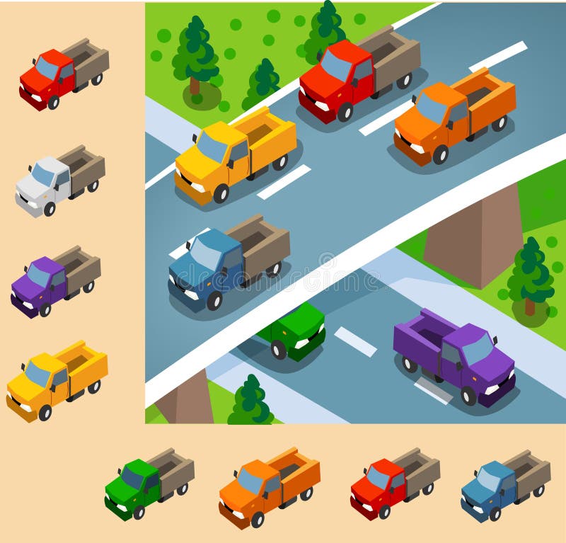 Truck Isometric set stock illustration. Illustration of automobile ...