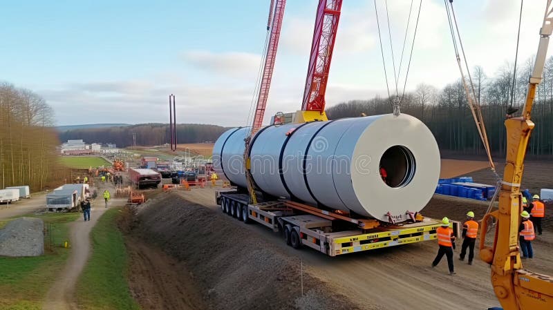 Truck with a Large Roll of Steel on a Construction Site. Generative AI ...