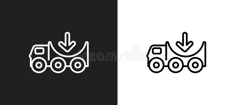Truck with Load Outline Icon in White and Black Colors. Truck with Load ...