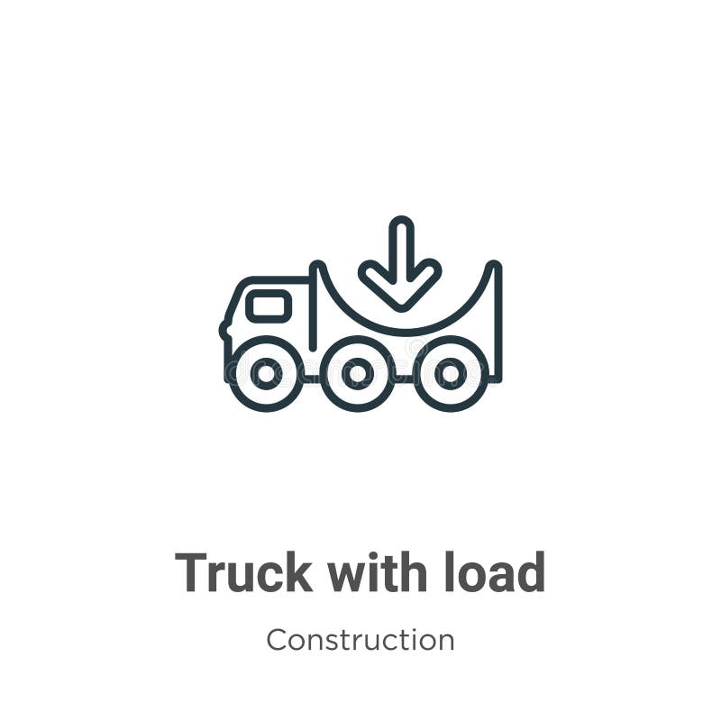 Truck with Load Outline Vector Icon. Thin Line Black Truck with Load ...