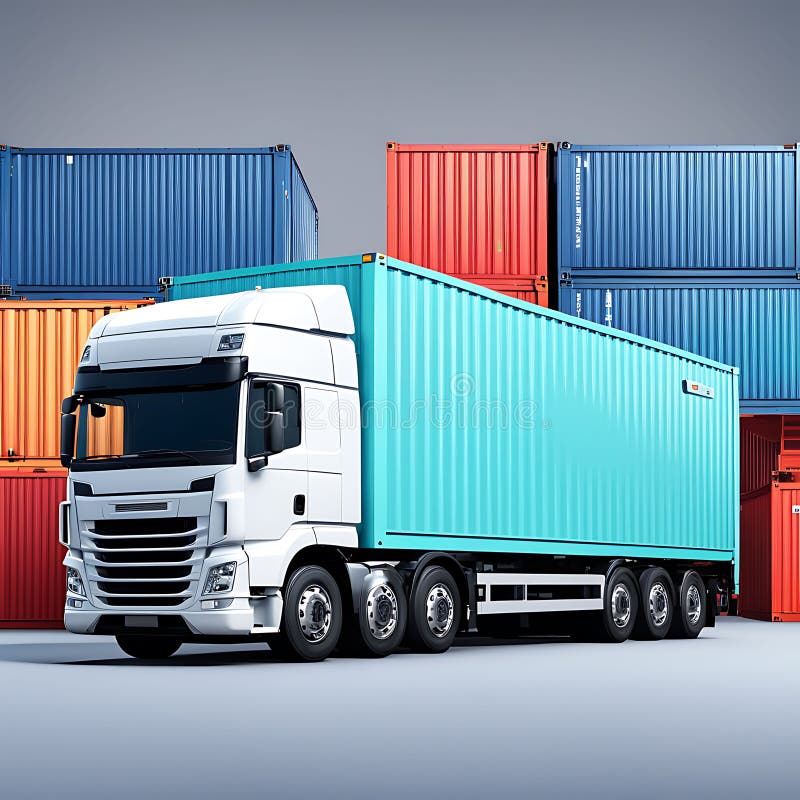 Truck Loaded with Carriage, 3D Rendered Illustration on Isolated ...