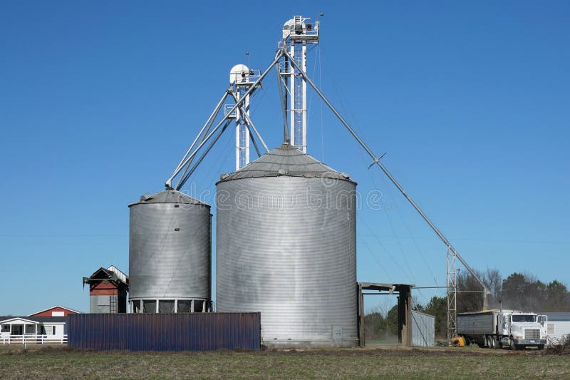 Truck Loading at a Grain Elevator Stock Image - Image of agriculture ...
