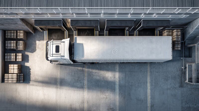 Truck Loading at Modern Warehouse with Cargo in a Logistical Hub Viewed ...
