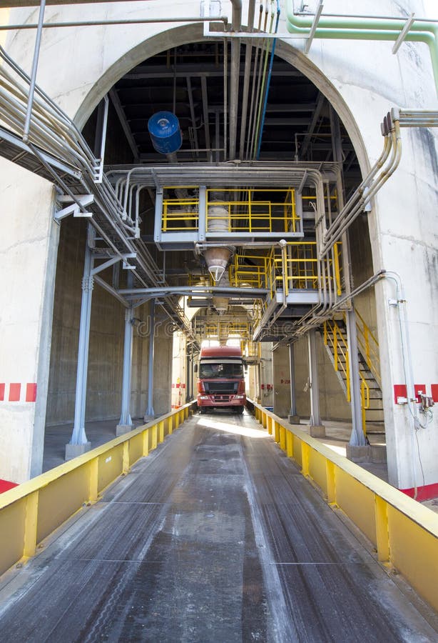 Truck Loading a Product Under Factory Silo Stock Image - Image of ...