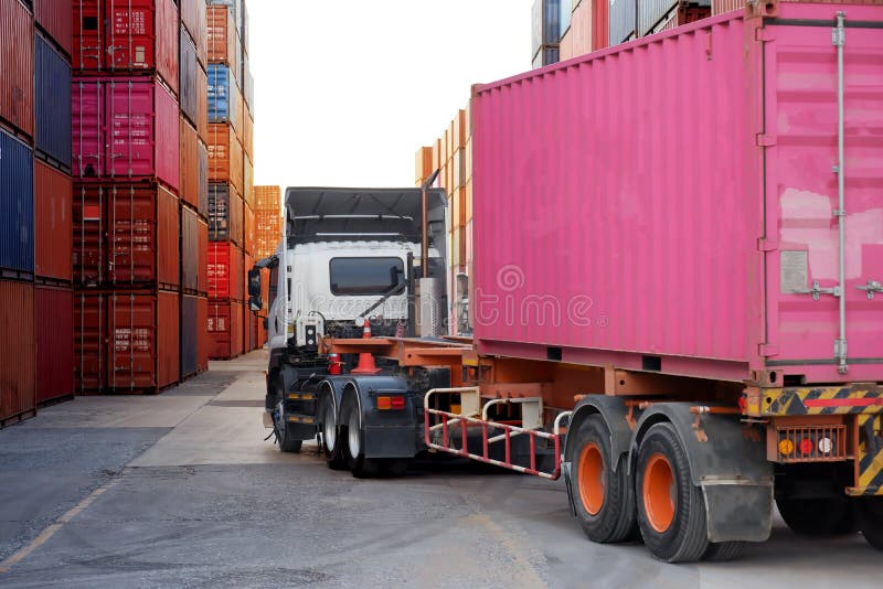 Truck Logistics Concept in Container Depot Industry Perspective Stock ...