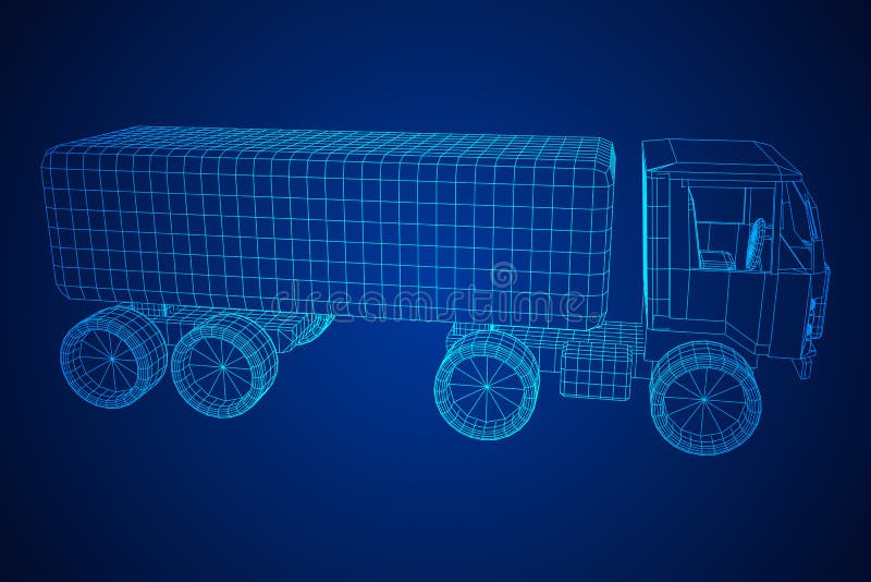 Semi Truck Wireframe Vector Stock Illustrations – 180 Semi Truck ...