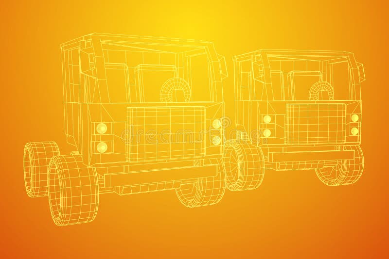 Truck or Lorry Car. Vector. Stock Vector - Illustration of line ...