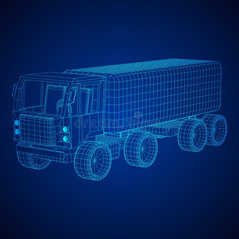 Semi Truck Wireframe Vector Stock Illustrations – 180 Semi Truck ...