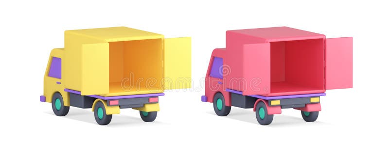 Truck Lorry Empty Open Container for Cargo Goods Order Delivery Back ...