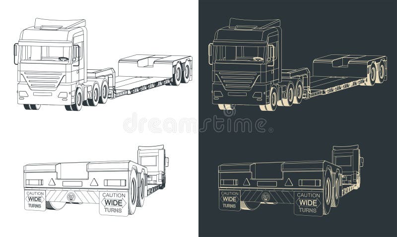 Truck with low bed trailer stock vector. Illustration of shipment ...