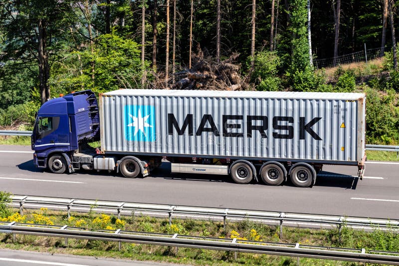 Truck with Maersk Container Editorial Photo - Image of freight, chain ...