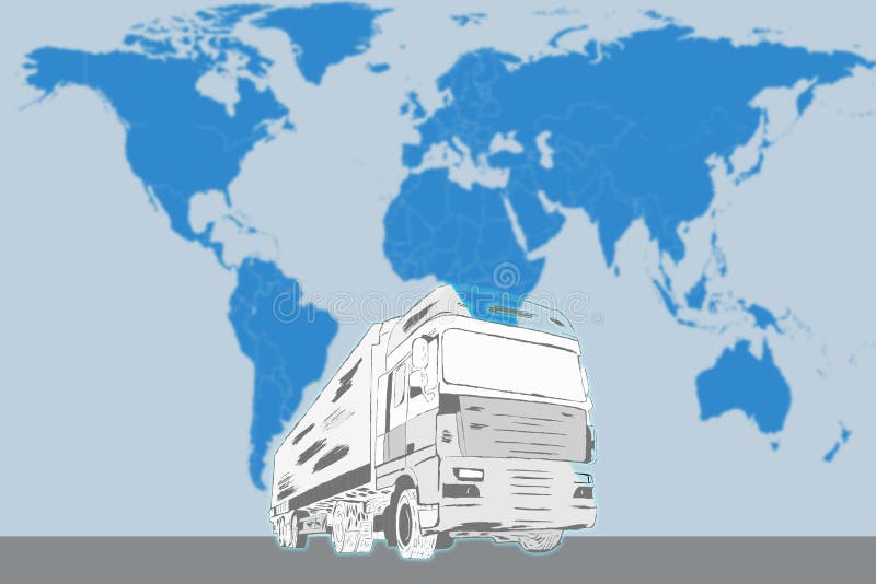 Truck on map background stock illustration. Illustration of goods ...