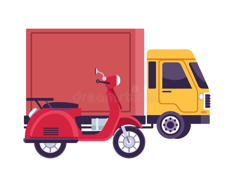 Truck and Motorcycle Delivery Service Stock Vector - Illustration of ...
