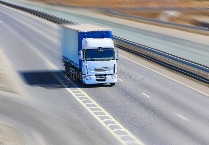 Truck moves on highway stock image. Image of freight - 51257043