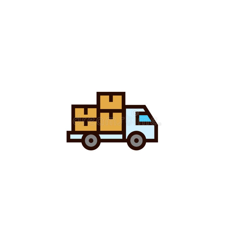 Truck Moving Package Icon with Stack of Cardboard Boxes Symbol ...