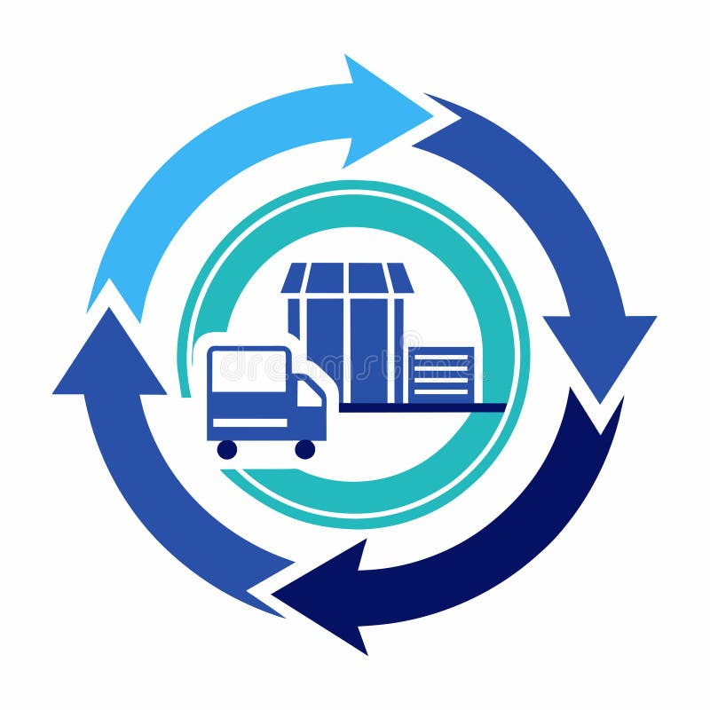 A Truck Navigating through a Circle Surrounded by Directional Arrows ...